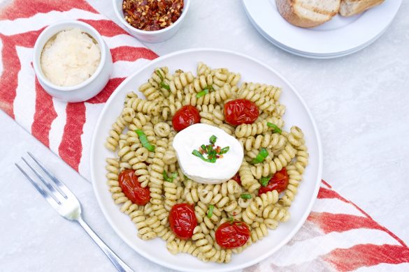 Easy Creamy Tuscan Shrimp Fusilli Pasta Dinner Recipe