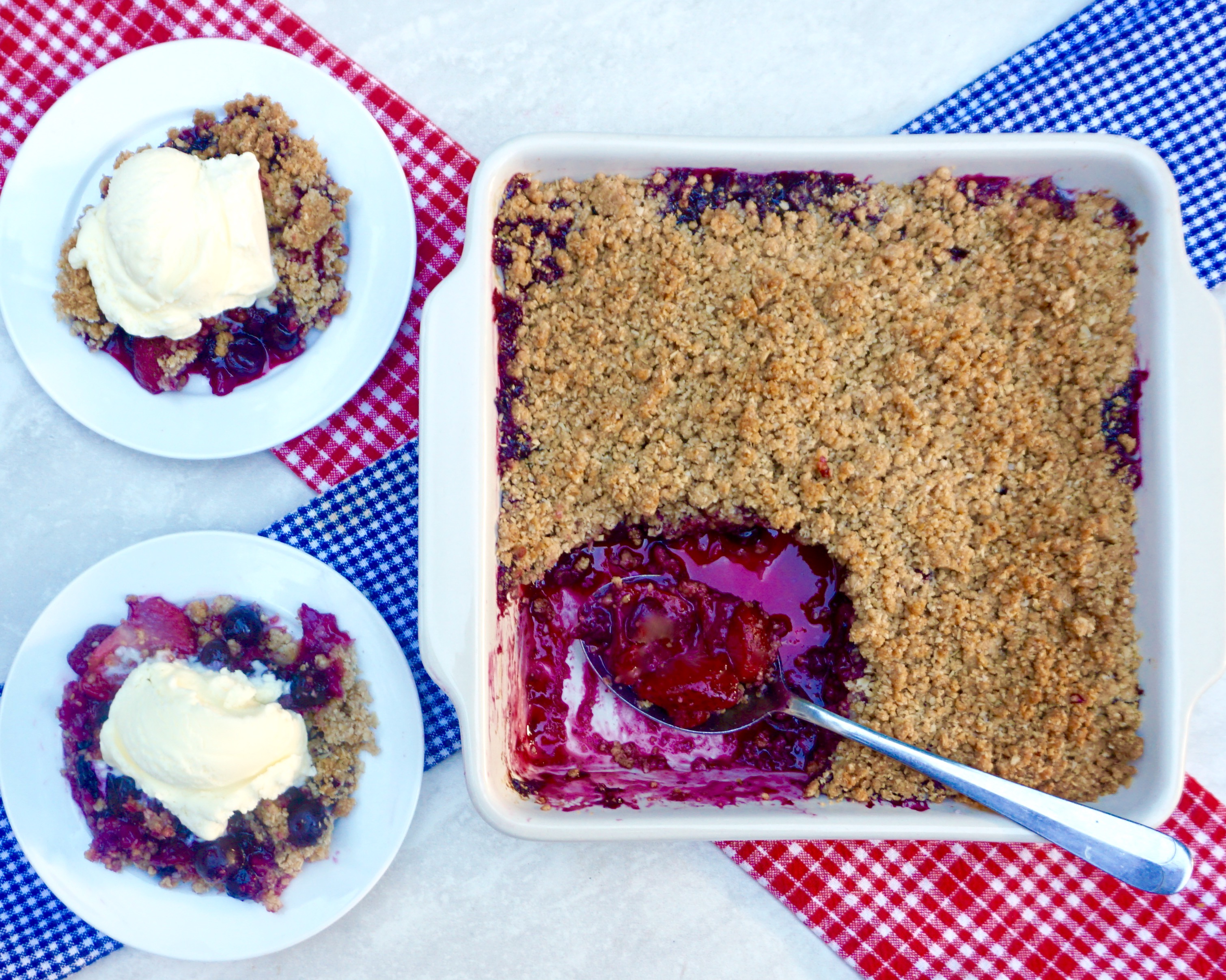 Berry Crumble is a warm, crunchy baked berry dessert
